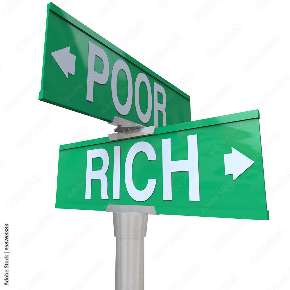 Rich Vs Poor Two Way Street Road Signs Poverty Wealth Stock ...