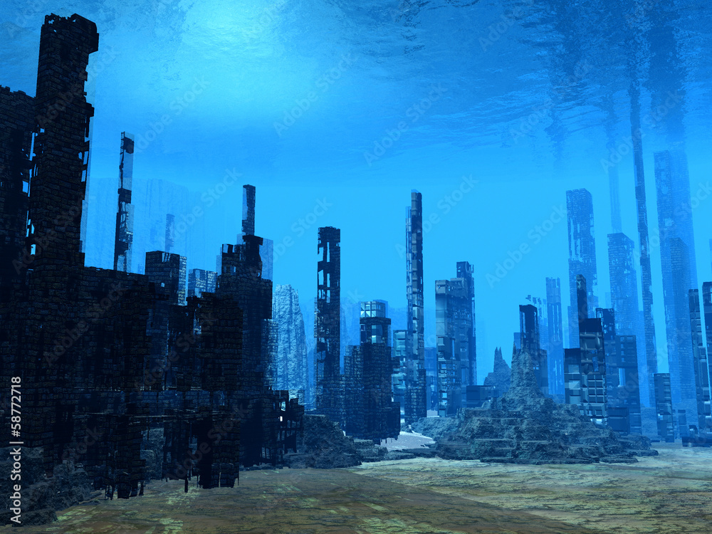 3D Ocean floor Stock Illustration | Adobe Stock