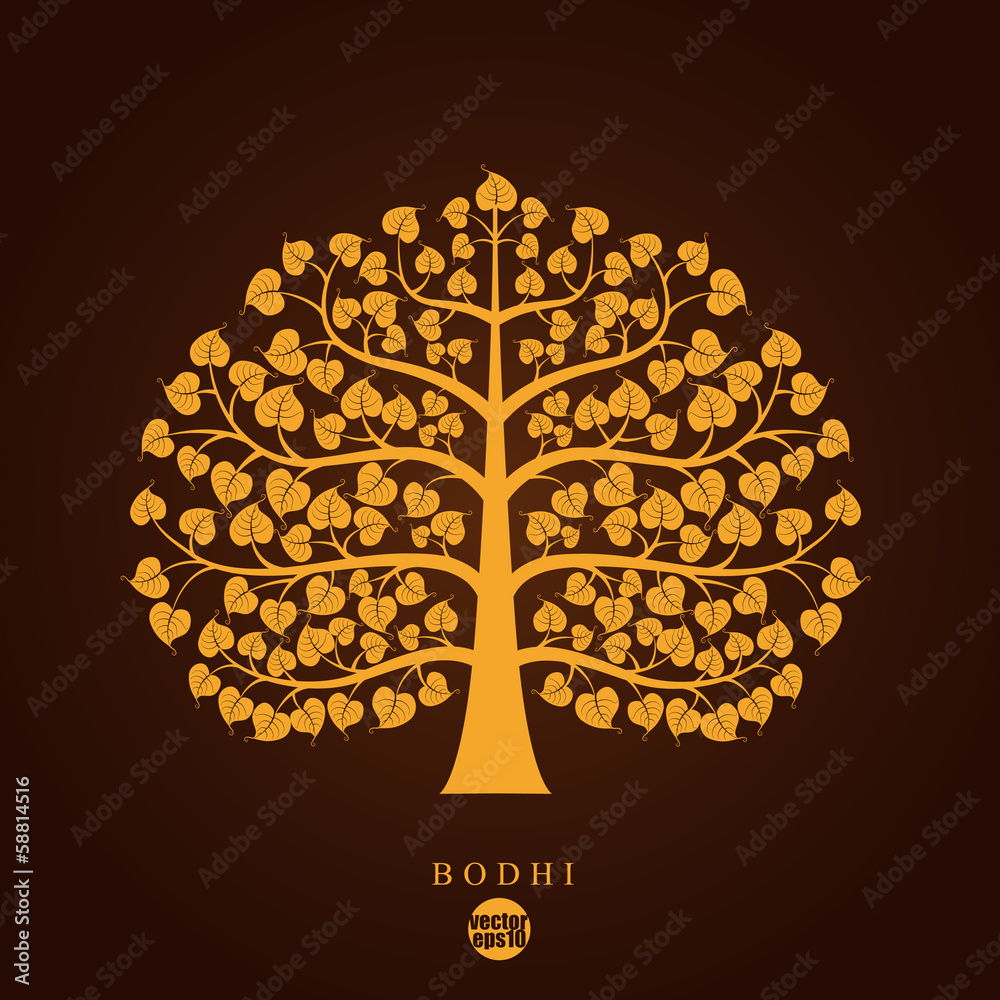 Golden Bodhi tree symbol, vector illustration Stock Vector | Adobe Stock