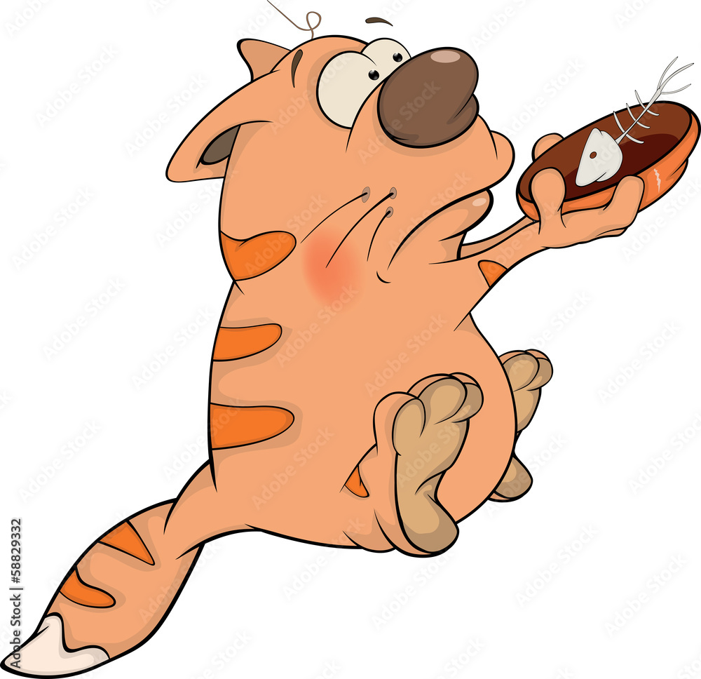 Hungry tabby cat cartoon Stock Vector | Adobe Stock