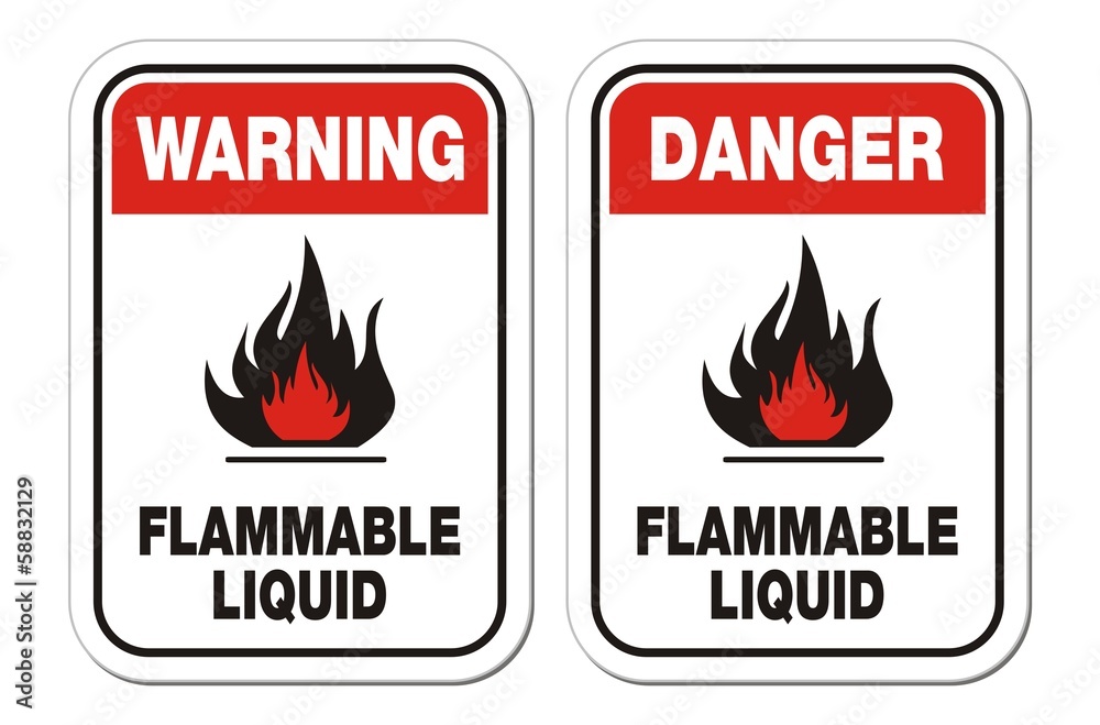 warning and danger flammable liquid signs Stock Vector | Adobe Stock