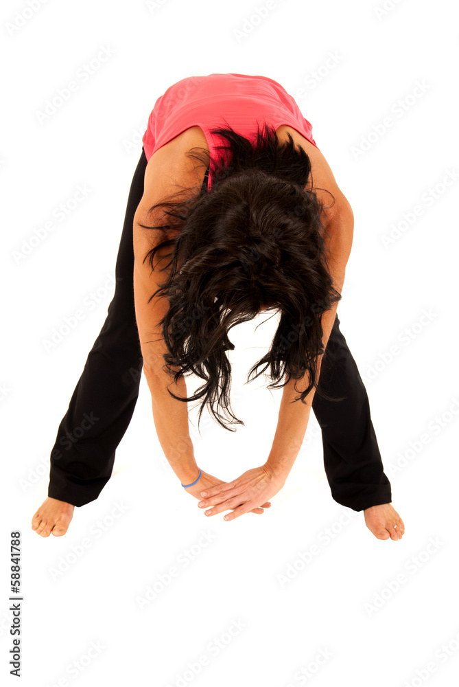 brunette fit woman stretching out by leaning forward Stock-Foto | Adobe ...