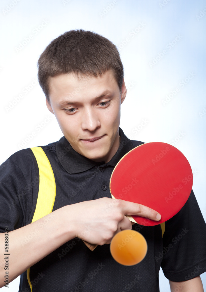 Man playing ping pong Stock Photo | Adobe Stock