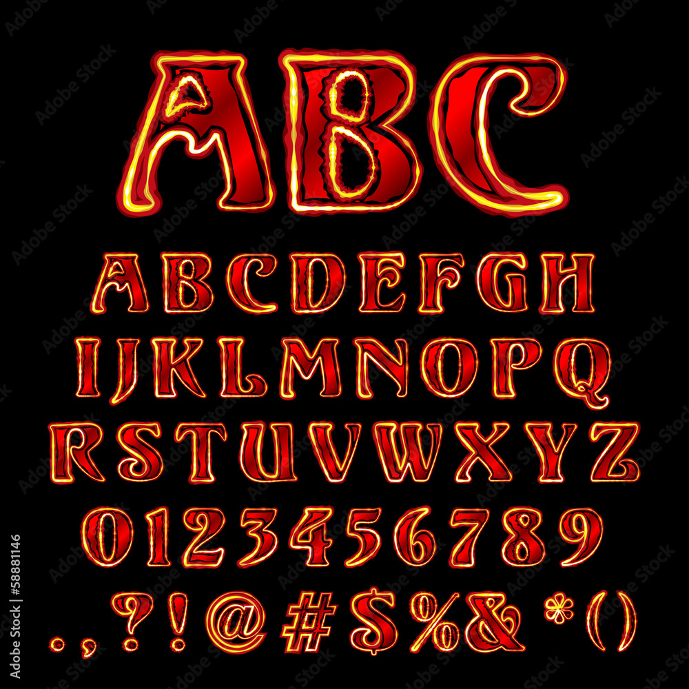 Abstract vector hot lava like font on black background Stock Vector ...