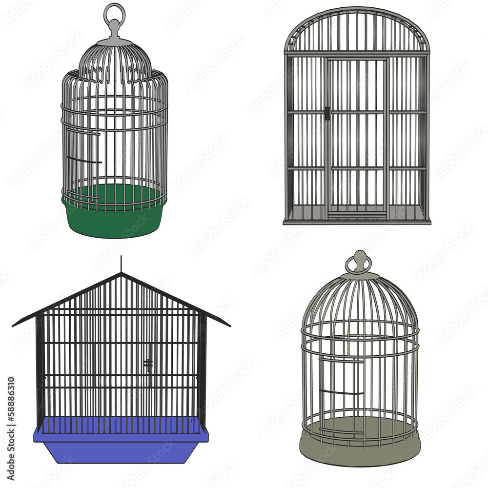 cartoon image of bird cage Stock Illustration | Adobe Stock