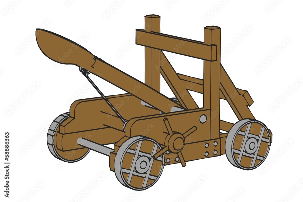 cartoon image of catapult weapon Stock Illustration | Adobe Stock
