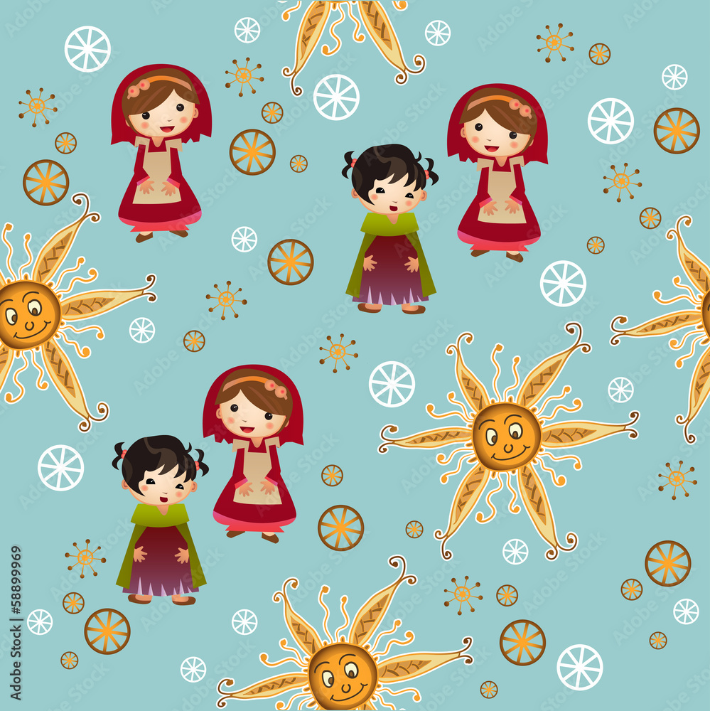 Seamless texture with cute children Stock Vector | Adobe Stock