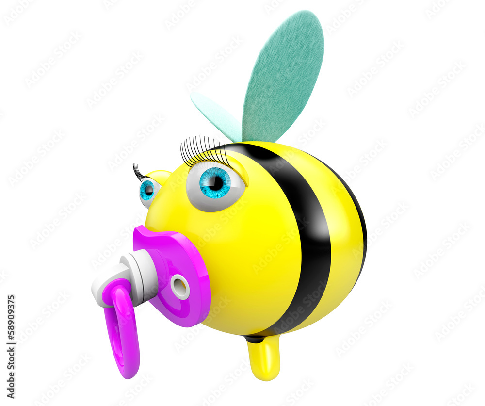 Cartoon Bee with pacifier Stock Illustration | Adobe Stock