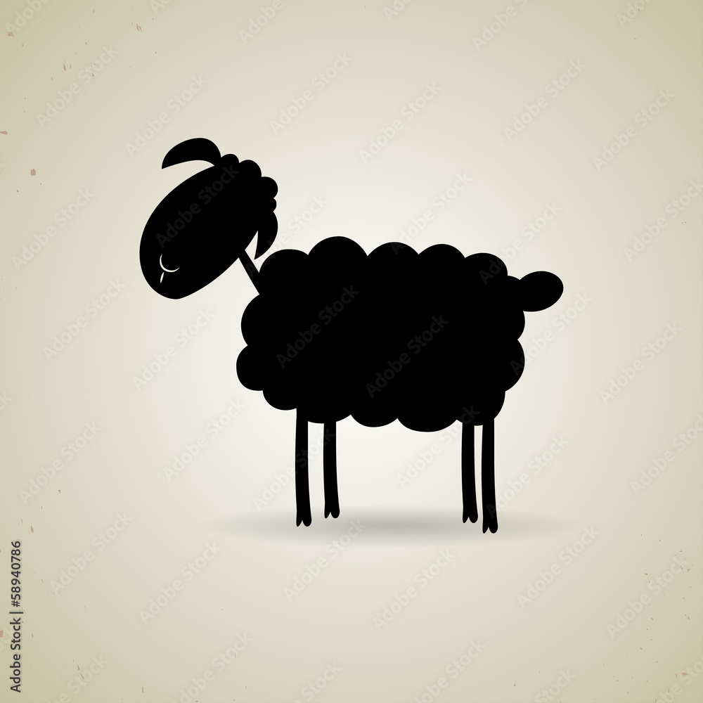 Cartoon silhouette of sheep standing sideways to the camera Stock ...