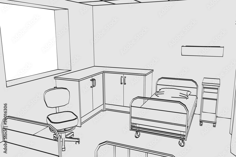 cartoon image of hospital room Stock Illustration | Adobe Stock