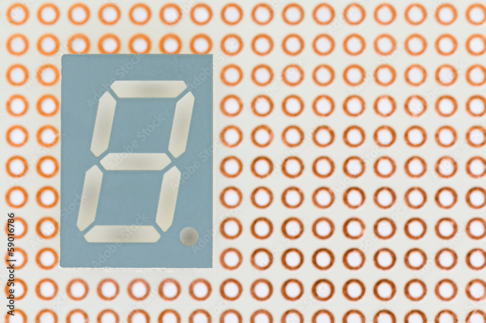 Seven segment led single digit display on a copper breadboard Stock ...