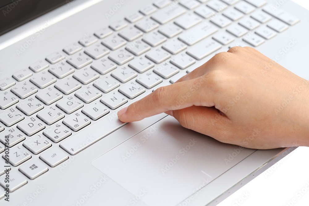finger pushing the space bar button Stock Photo | Adobe Stock