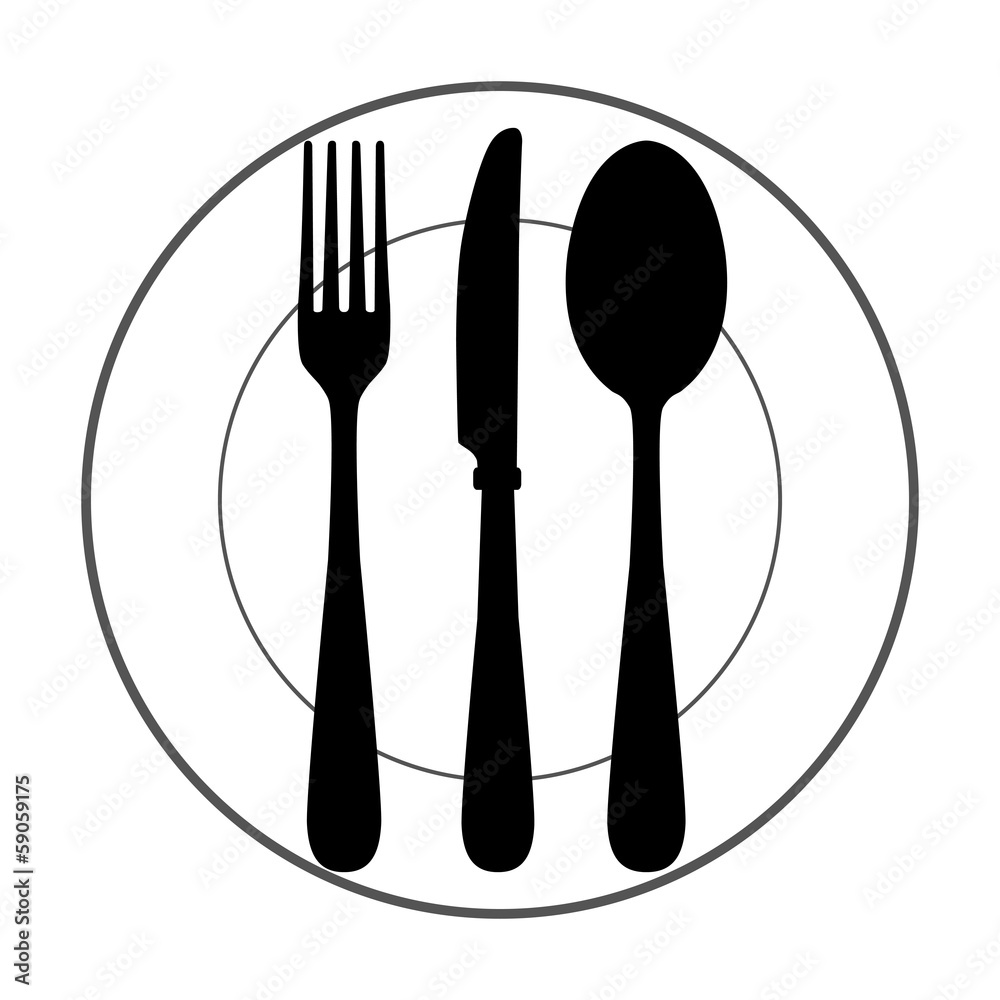Plate and cutlery Stock Vector | Adobe Stock