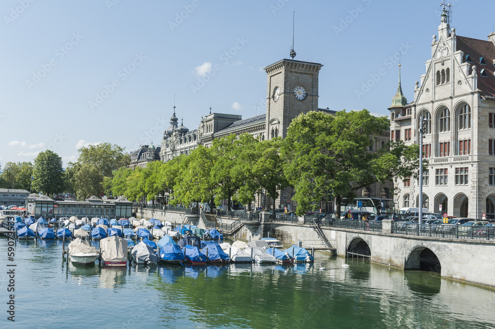 Zürich, historische Altstadt, Stadthaus, Limmatquai, Schweiz Stock ...