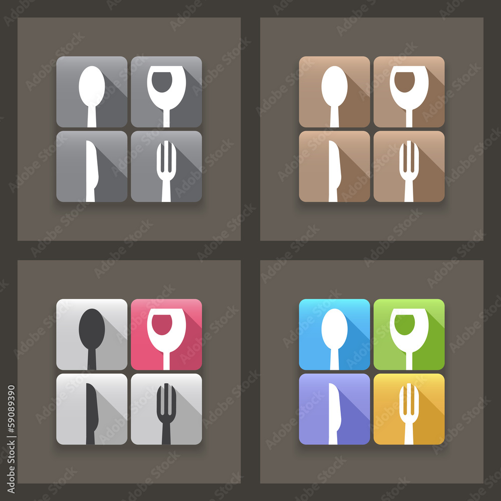 flat logos for restaurant Stock Vector | Adobe Stock