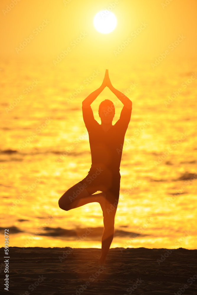 Yoga Man Sunset