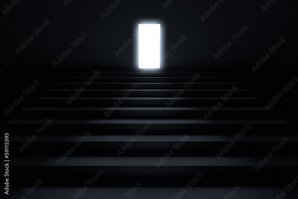 Steps leading to light in the darkness Stock Illustration | Adobe Stock
