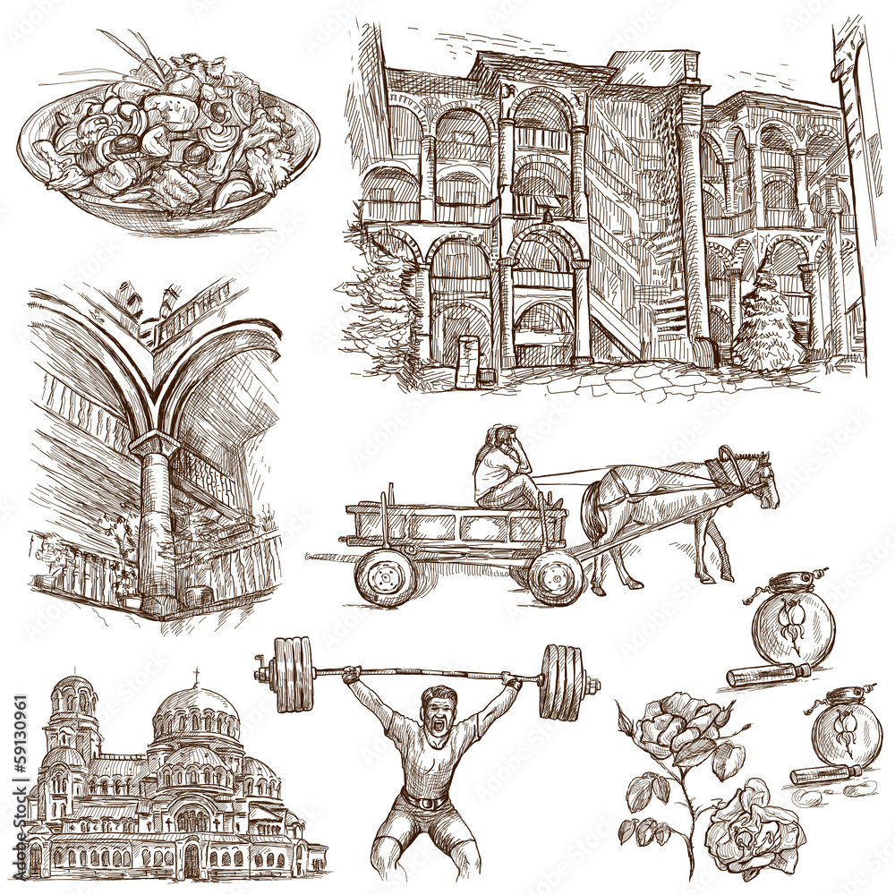 Traveling series: BULGARIA, part 2 - hand drawn illustrations Stock ...