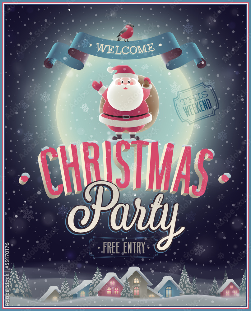 Christmas Poster. Vector illustration. Stock Vector | Adobe Stock