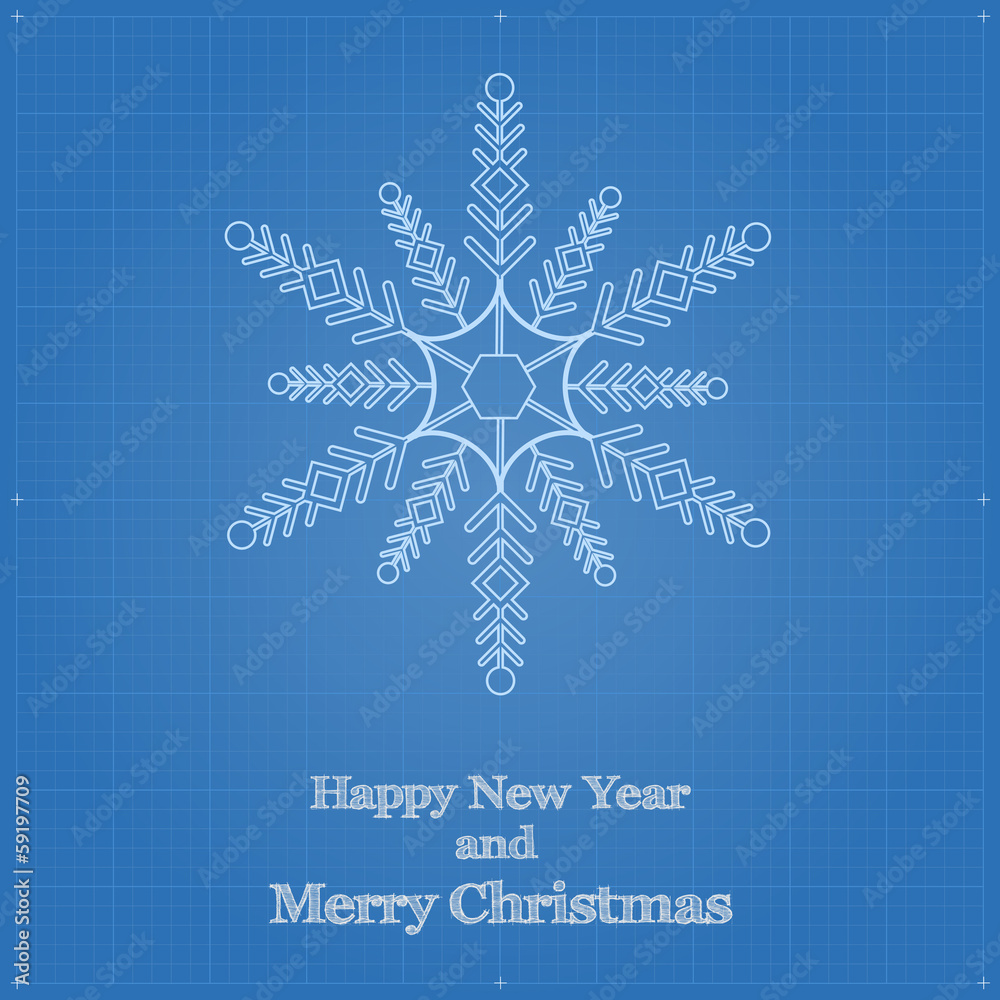 Snowflake symbol like blueprint drawing. Stock Vector | Adobe Stock