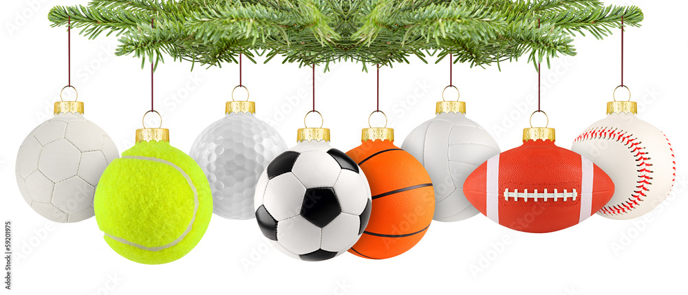 christmas balls of sport row Stock Illustration | Adobe Stock