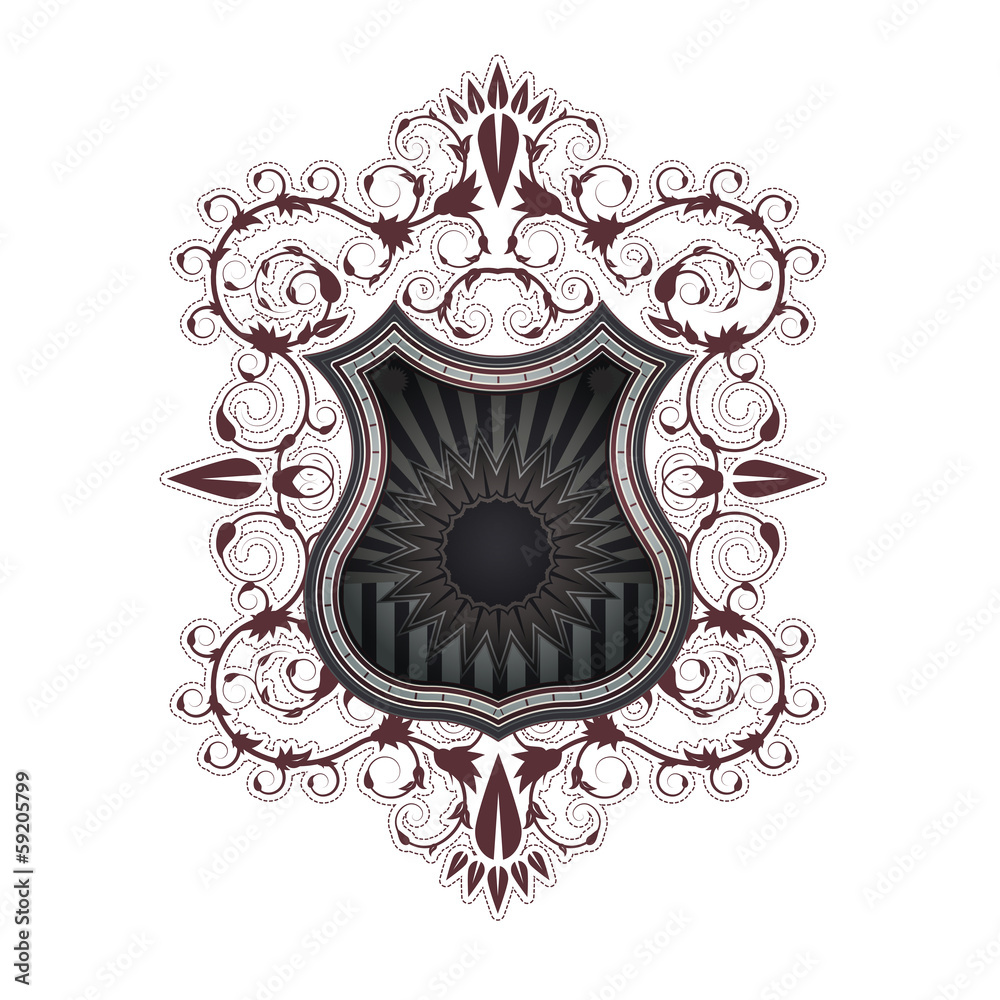 Ornate shield label design template Stock Vector | Adobe Stock