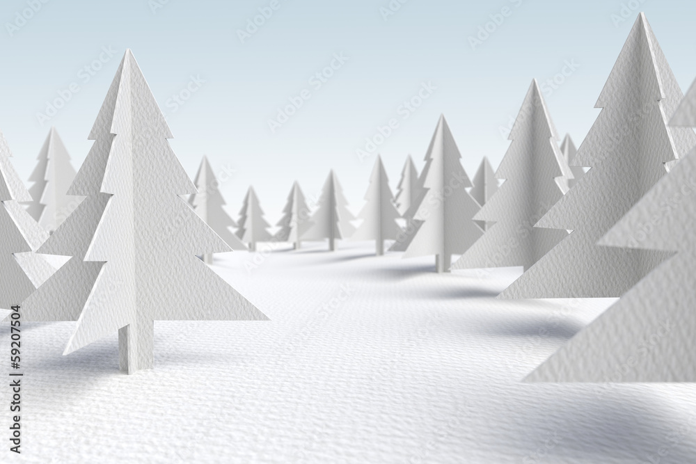 3d white cardboard evergreen forest Stock Illustration | Adobe Stock