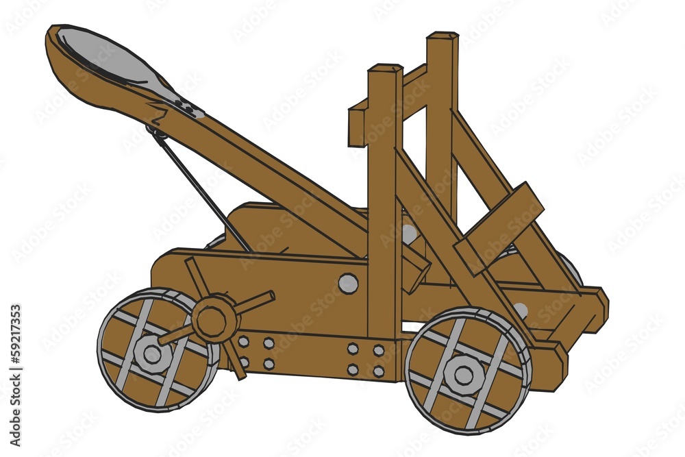 cartoon image of catapult weapon Stock Illustration | Adobe Stock