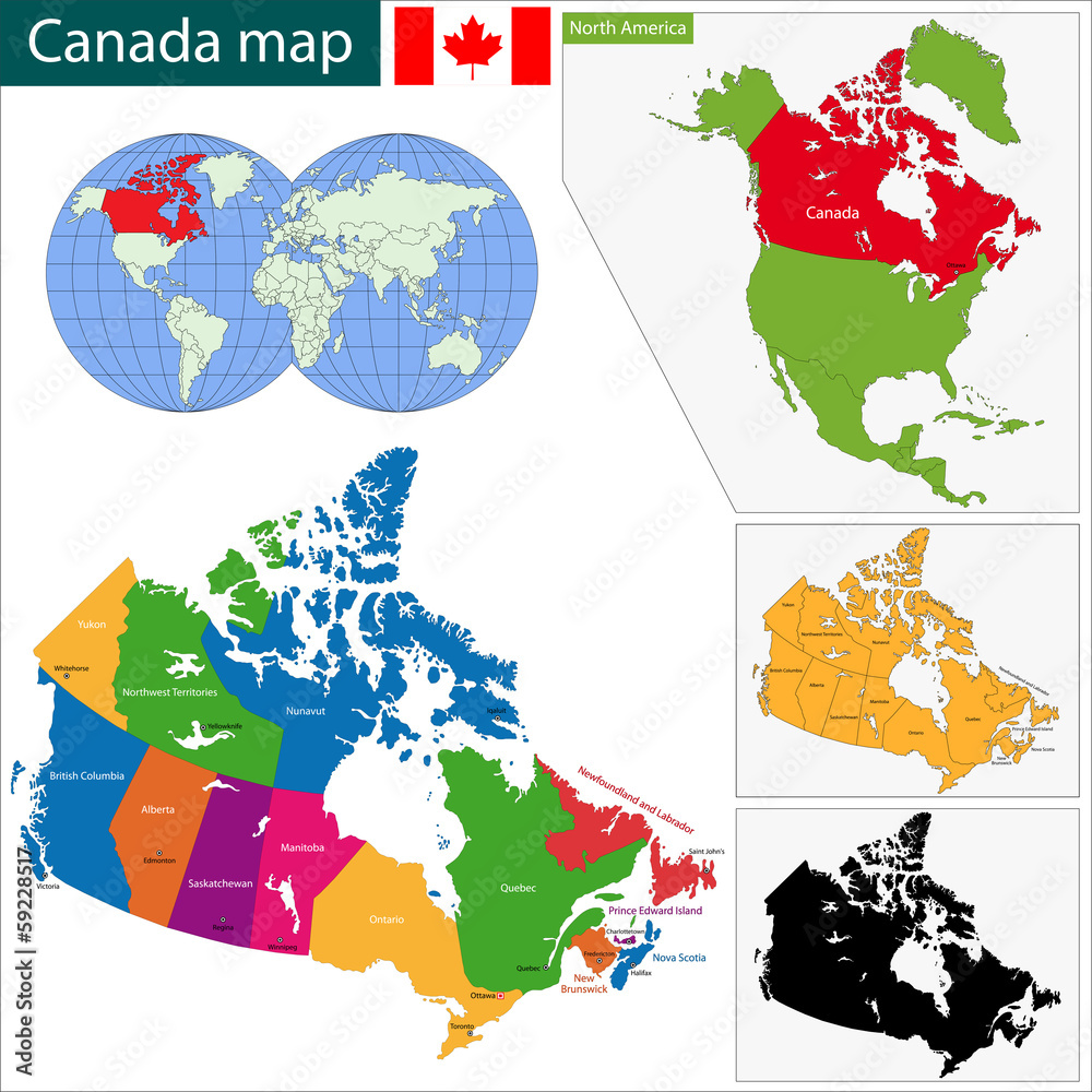 Colorful Canada map Stock Vector | Adobe Stock