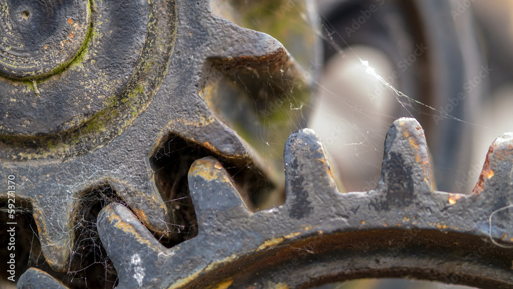 Rusty old gears with cobweb Stock Photo | Adobe Stock