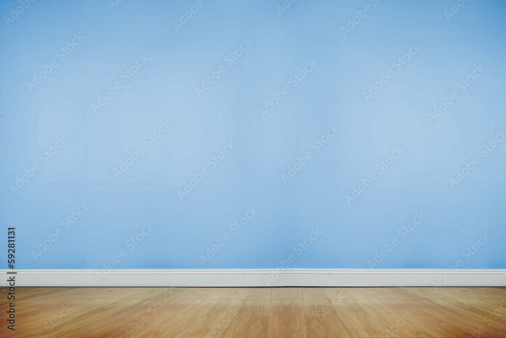 Blue room with wooden floor Stock Photo | Adobe Stock