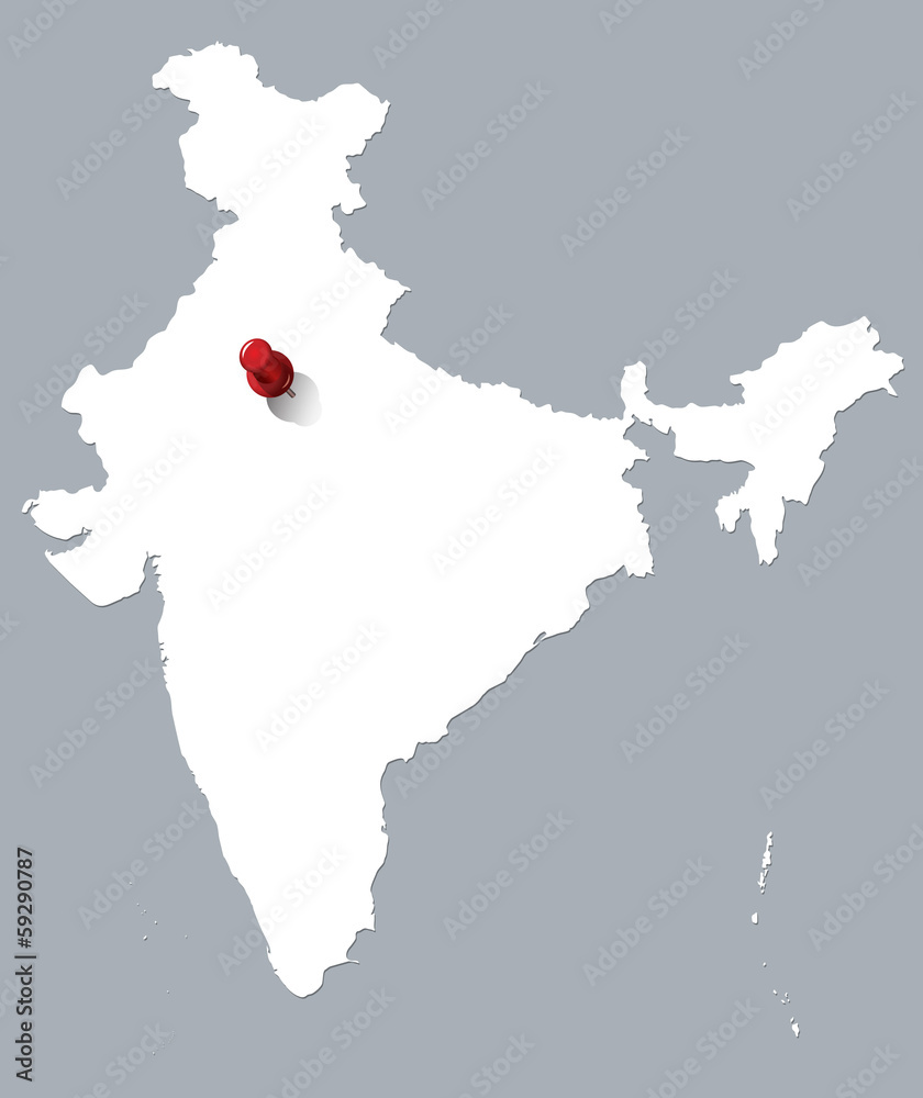 white map of India with red push pin Stock Vector | Adobe Stock