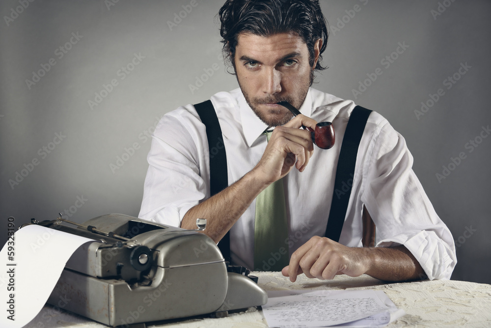 Portrait of an handsome journalist foto de Stock | Adobe Stock