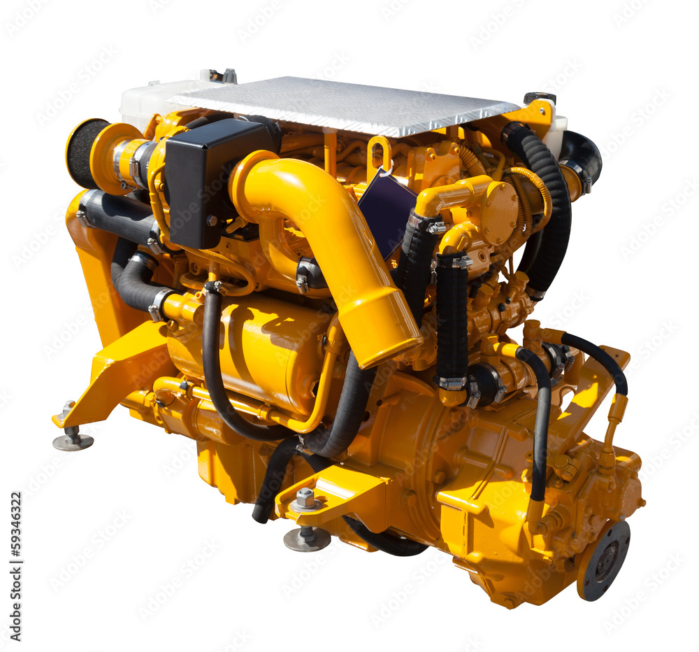 Yellow engine. Isolated over white foto de Stock | Adobe Stock