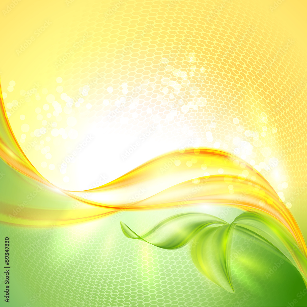 Abstract green and yellow waving background Stock Vector | Adobe Stock