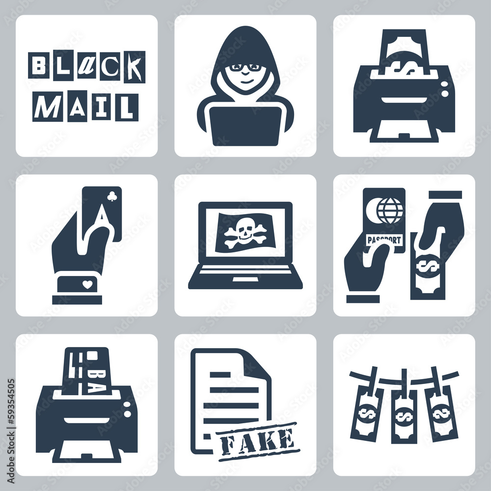 Vector criminal activity icons set Stock Vector | Adobe Stock