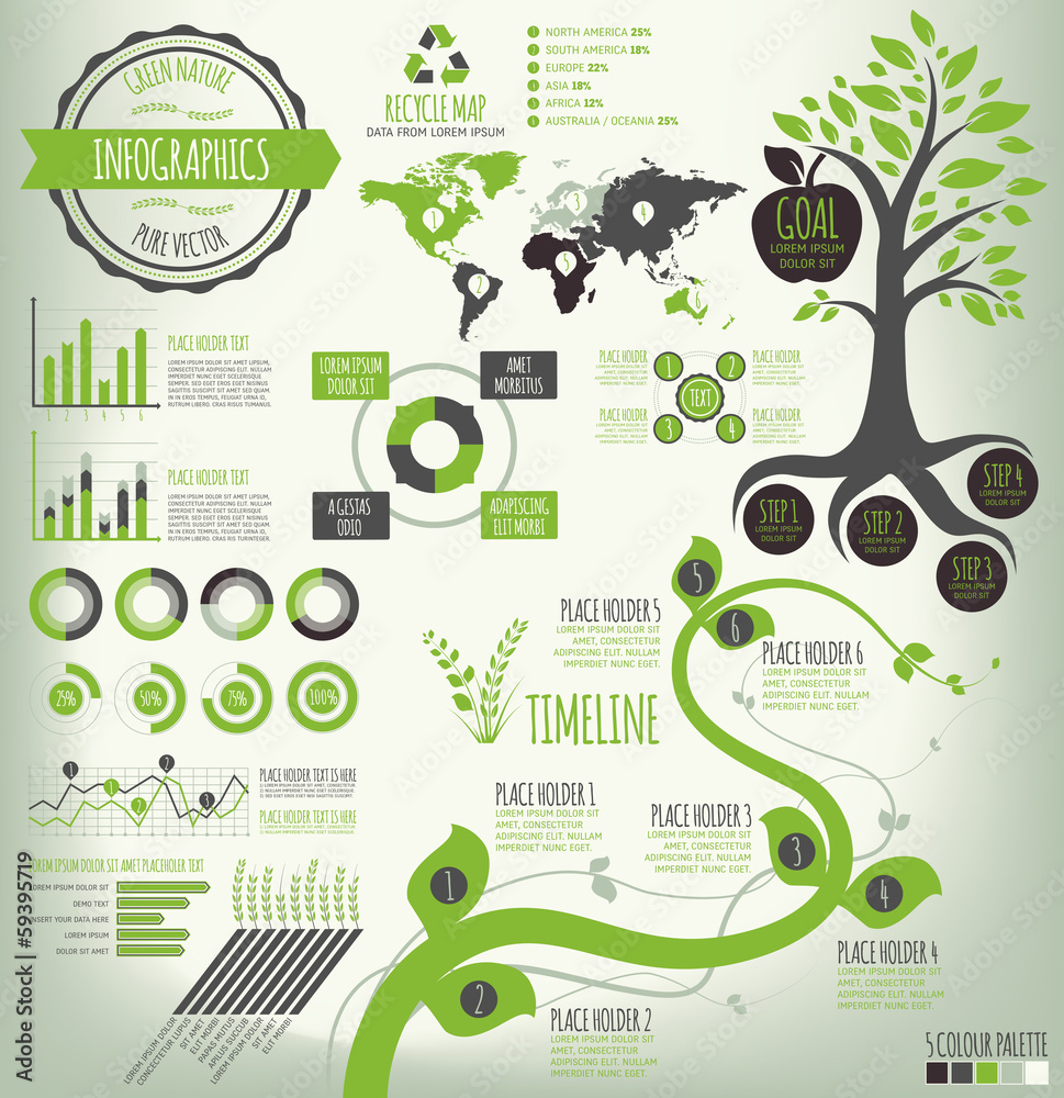 Green Nature Infographics Stock Vector | Adobe Stock