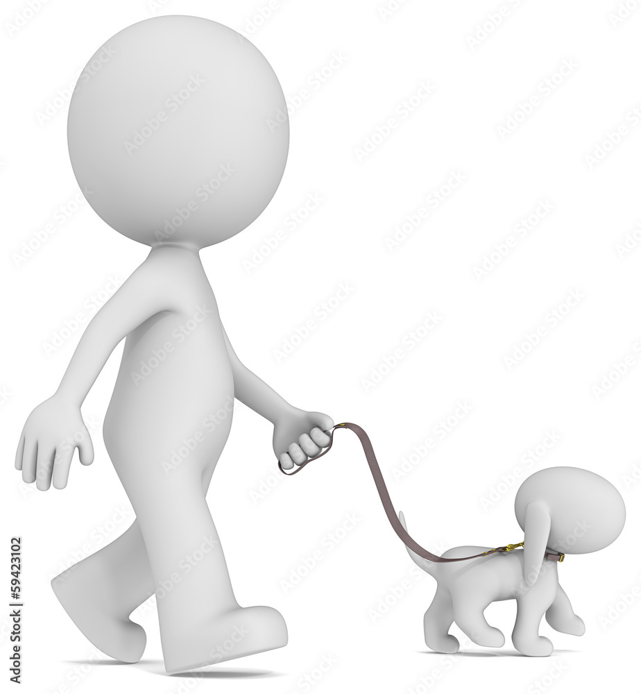 Man Walking Dog Side View