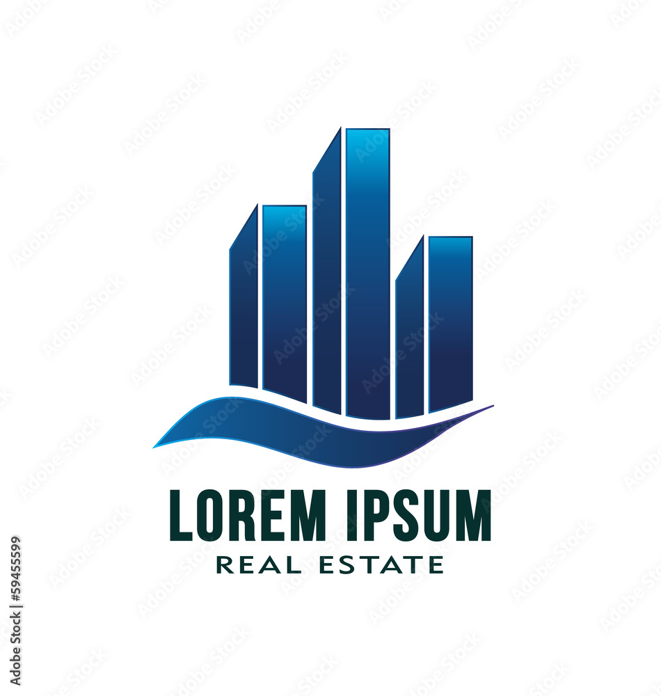 Vector Logo Buildings with wave Stock Vector | Adobe Stock