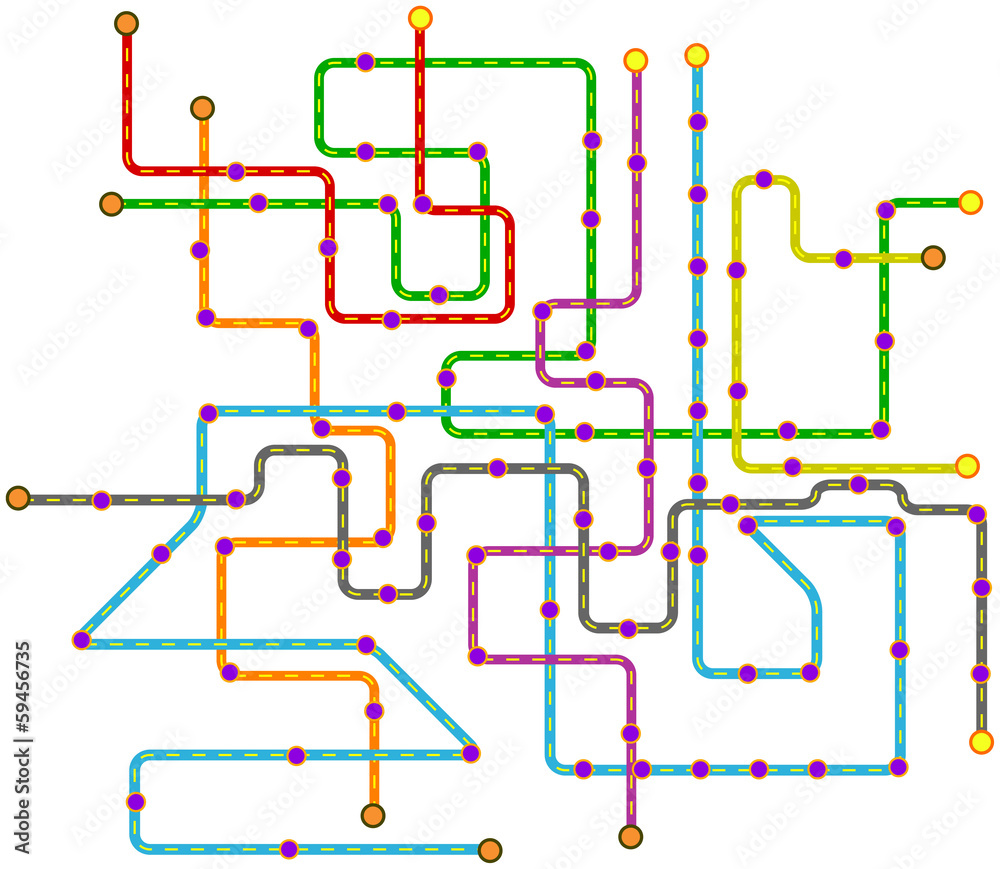 fictional public transport subway map, vector illustration Stock Vector ...