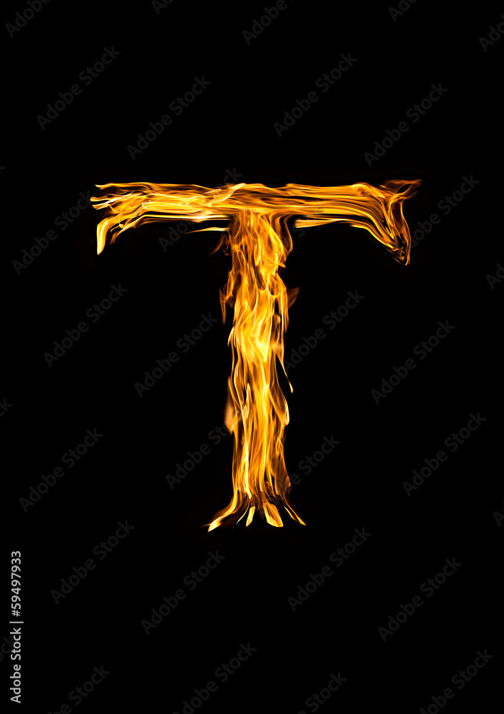 Letter T On Fire