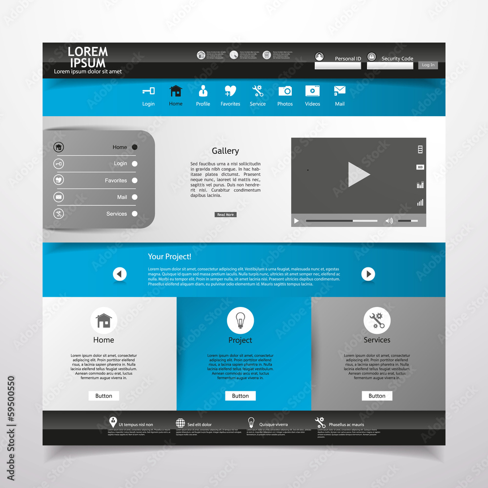 Clean, Modern Website template design Stock Vector | Adobe Stock