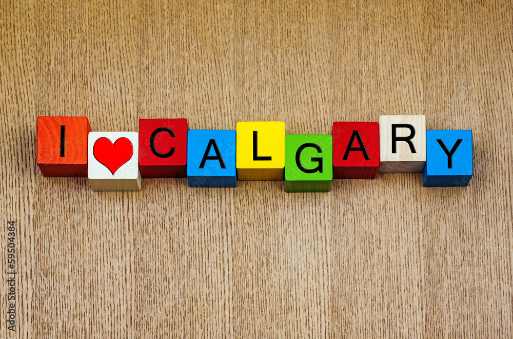 I Love Calgary, Alberta, Canada, sign series for travel Stock-Foto ...
