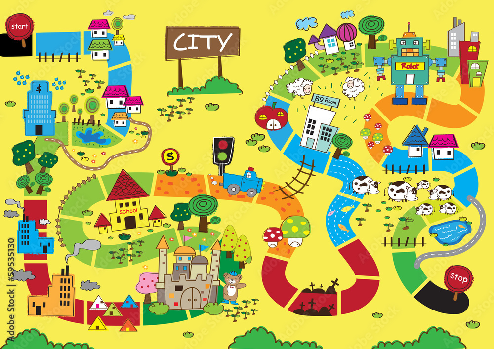 Catoon Map of City Stock Vector | Adobe Stock