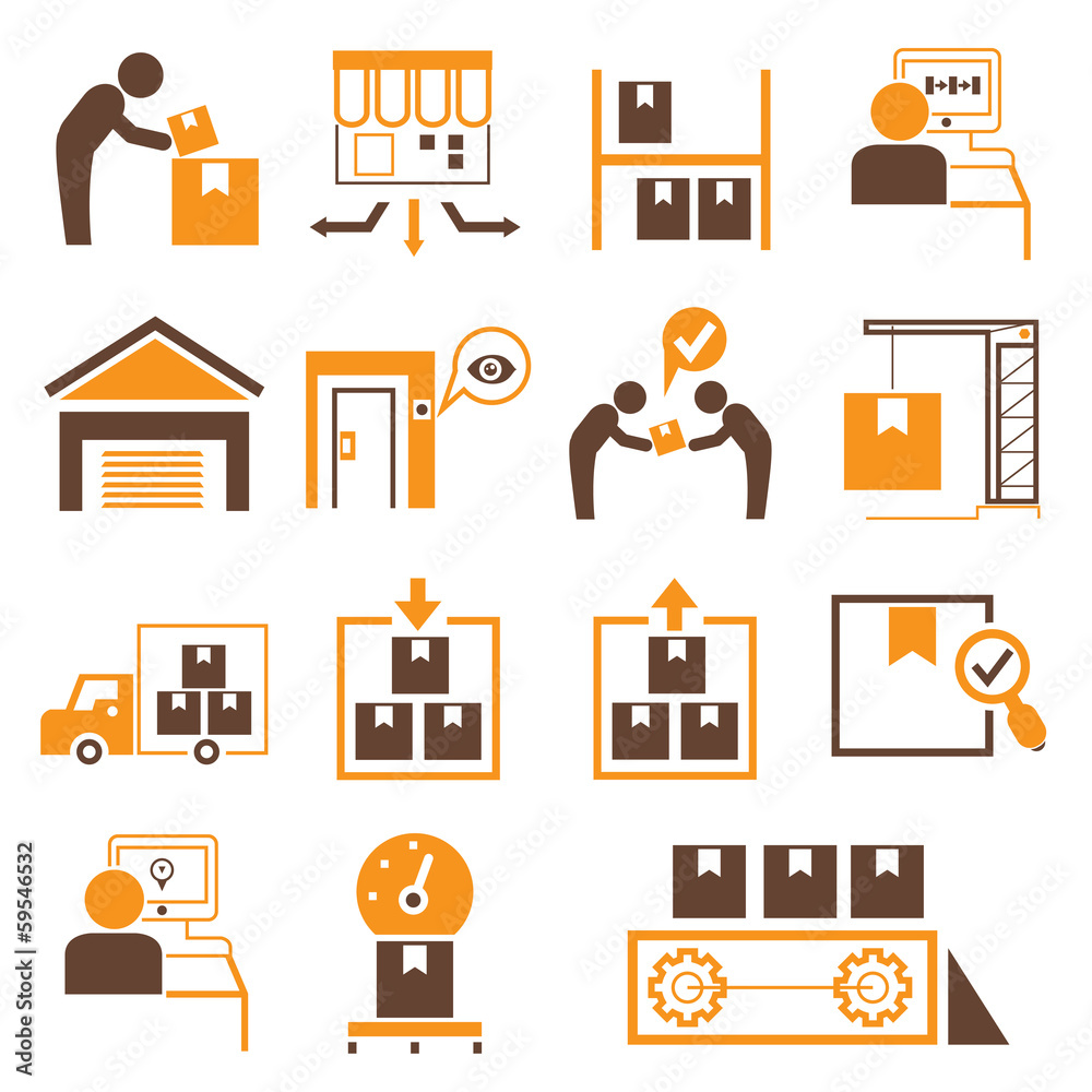 shipping management icons, orange theme Stock Vector | Adobe Stock
