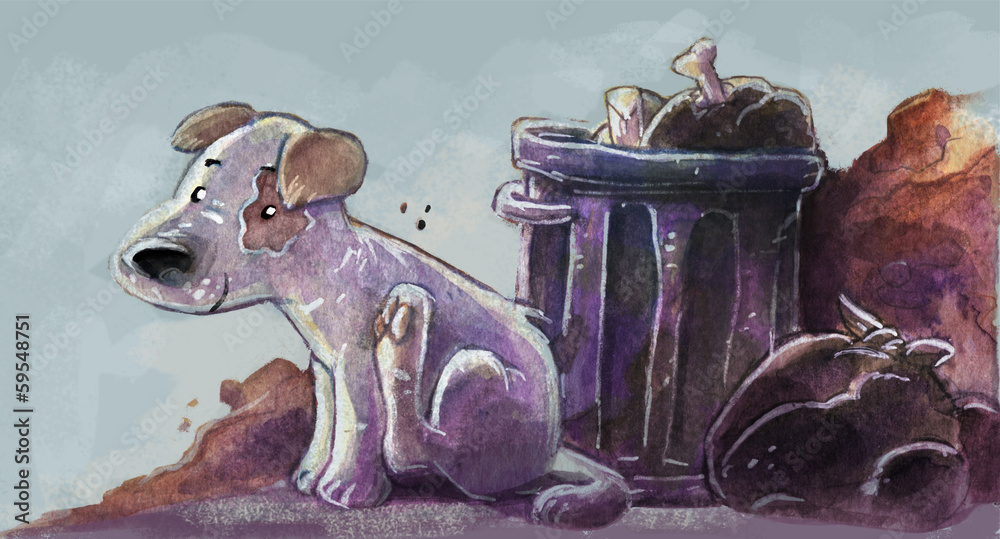 perro en la calle Stock Illustration | Adobe Stock