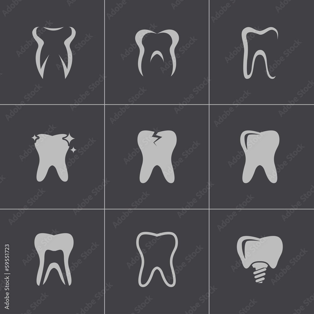 Vector black teeth icons set Stock Vector | Adobe Stock