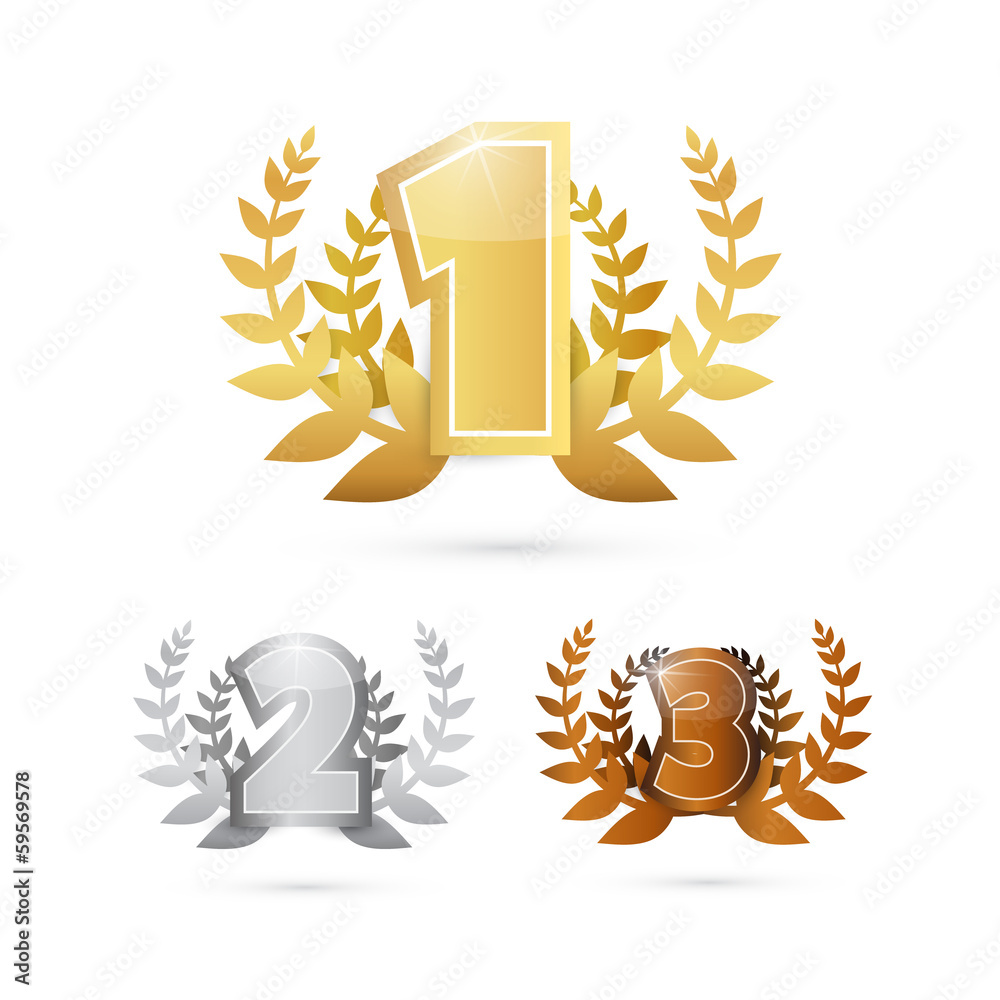 Gold, Silver, Bronze - First, Second and Third Place Stock Vector ...