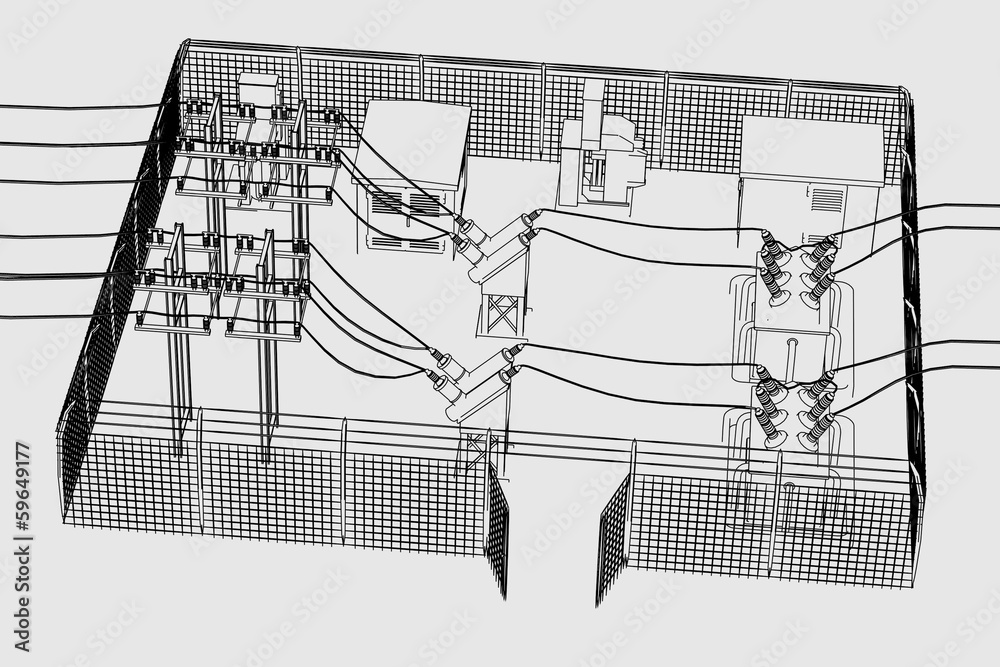 cartoon image of substation place Stock Illustration | Adobe Stock