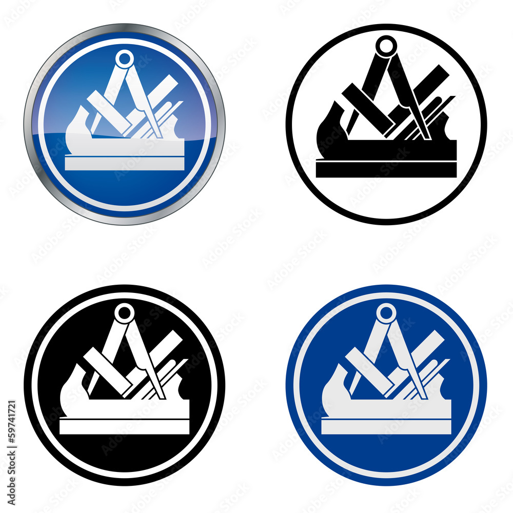 Zunftzeichen Tischler Schreiner Handwerk im Kreis, vier Versionen, blau ...